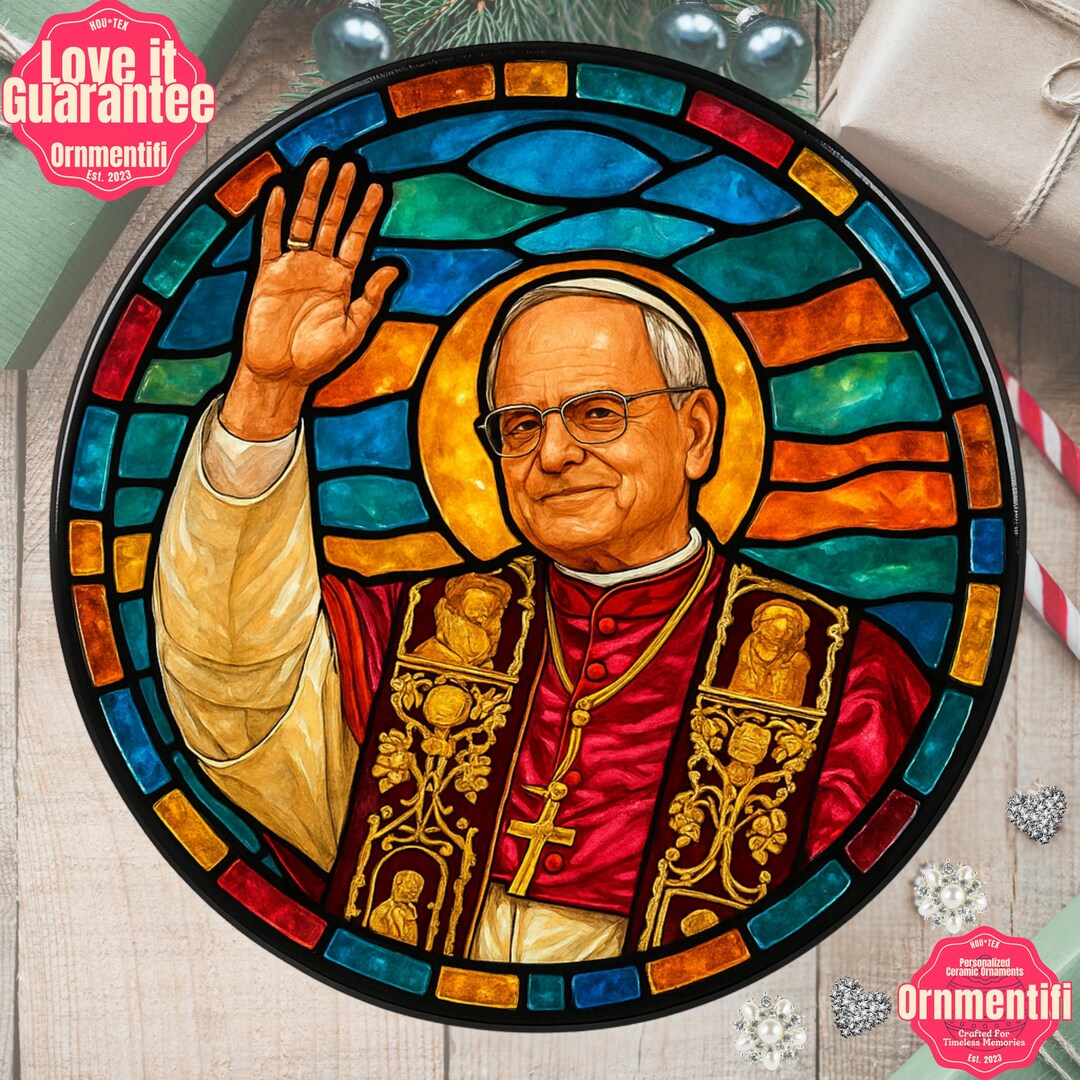 Faux Stained Glass Pope Leo XIV Ceramic Ornament, Religious Holiday ...