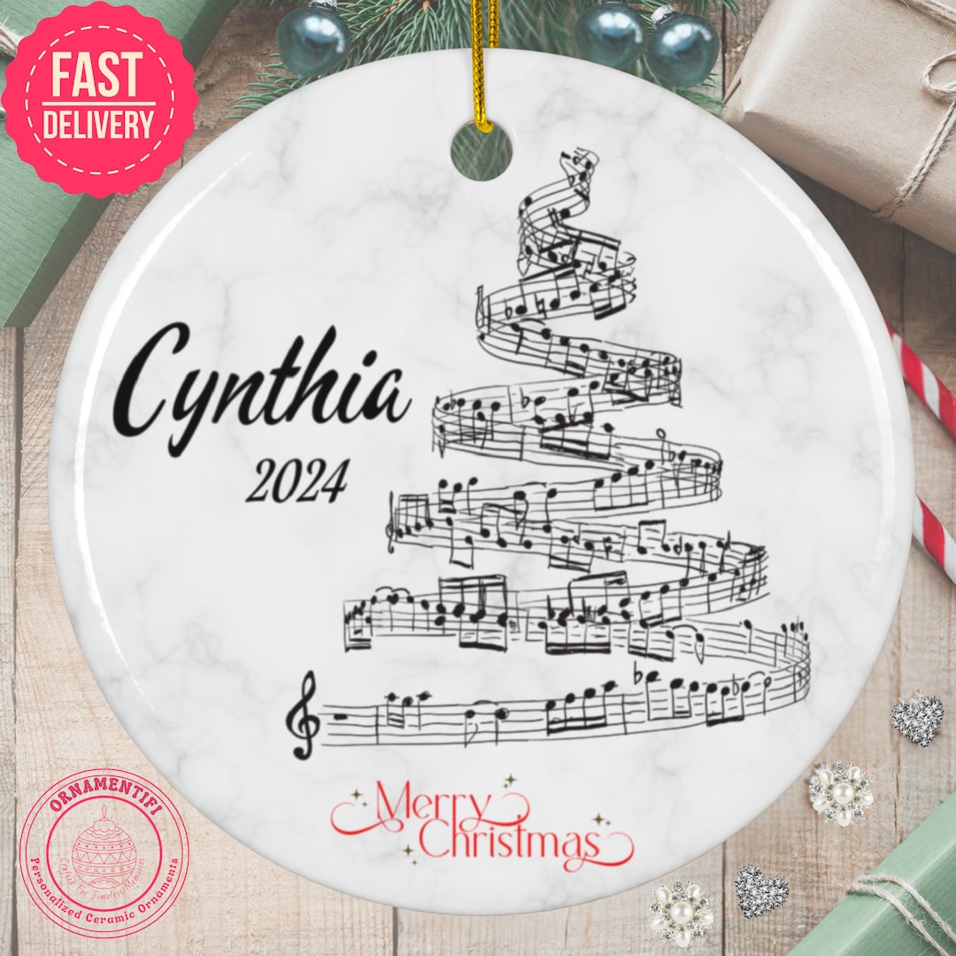 Personalized Music Note Christmas Tree Ceramic Ornament - Etsy