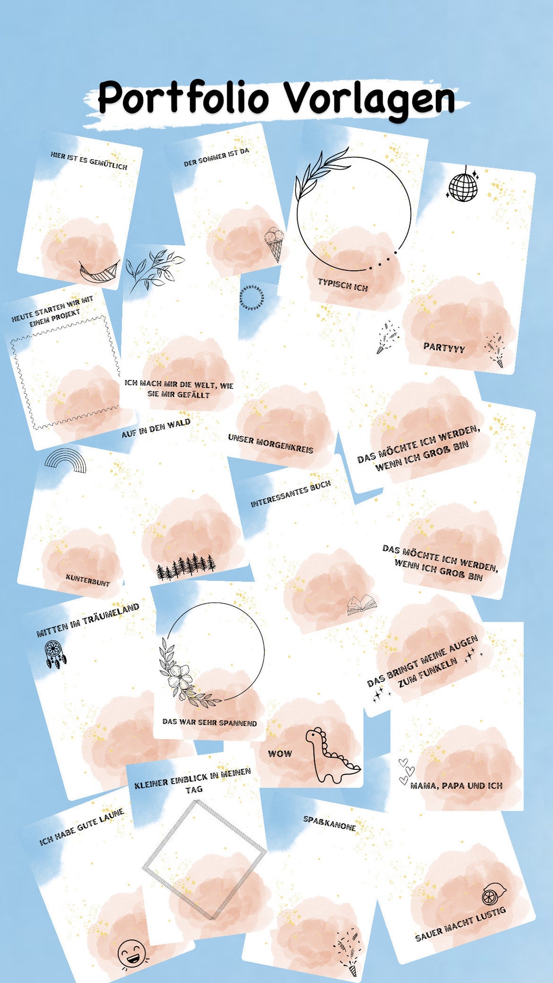 30 Portfolio Templates (part B) Kindergarten, Boys, Girls - Etsy