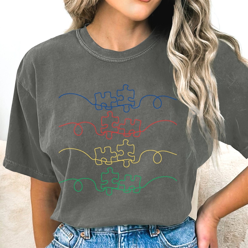 Autism Awareness Shirt, Puzzle Pieces Autism Support Tshirt, Colorful ...