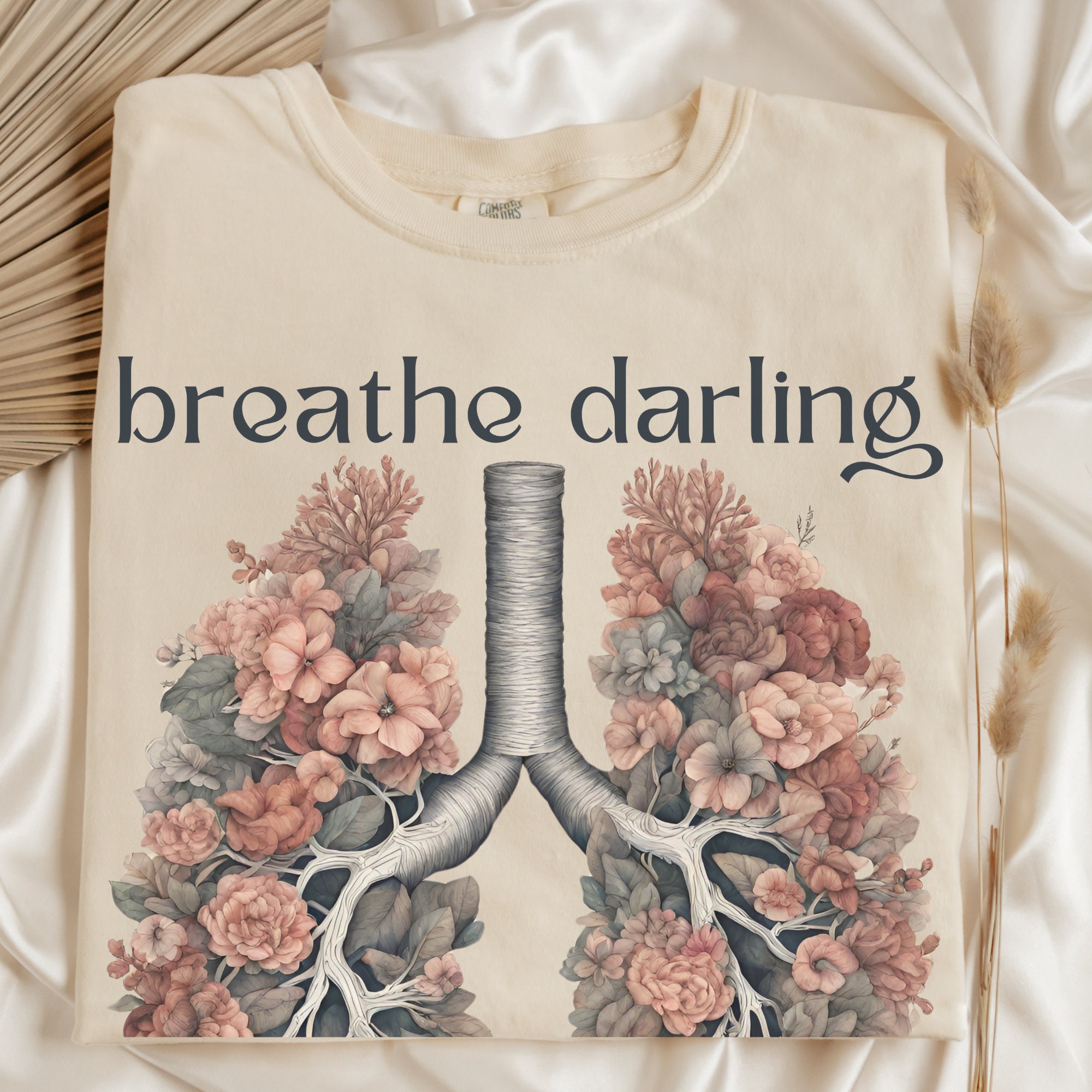 Pink Floral Lung Design, Boho Aesthetic Shirt, Anatomical Lung Graphic ...