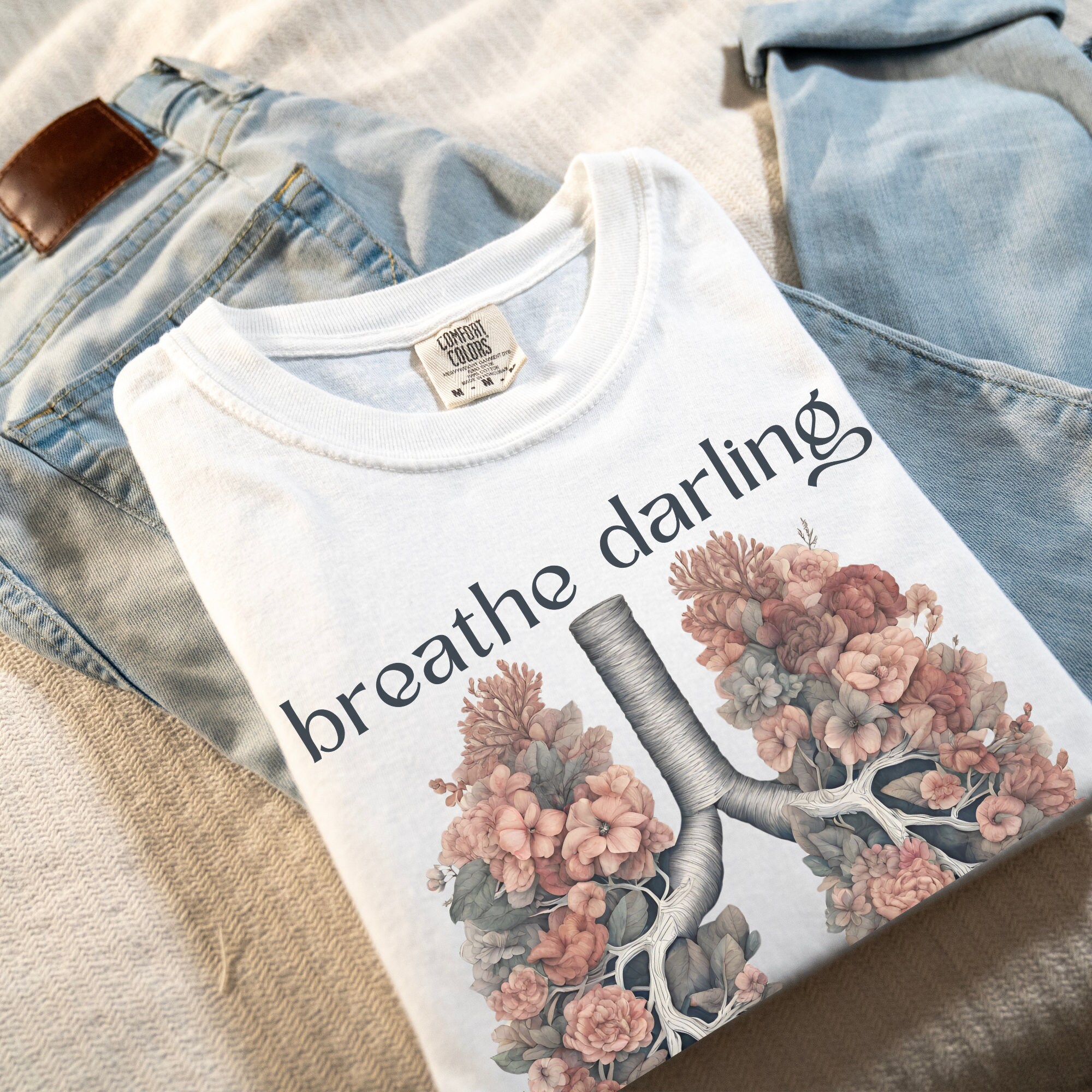 Pink Floral Lung Design, Boho Aesthetic Shirt, Anatomical Lung Graphic ...