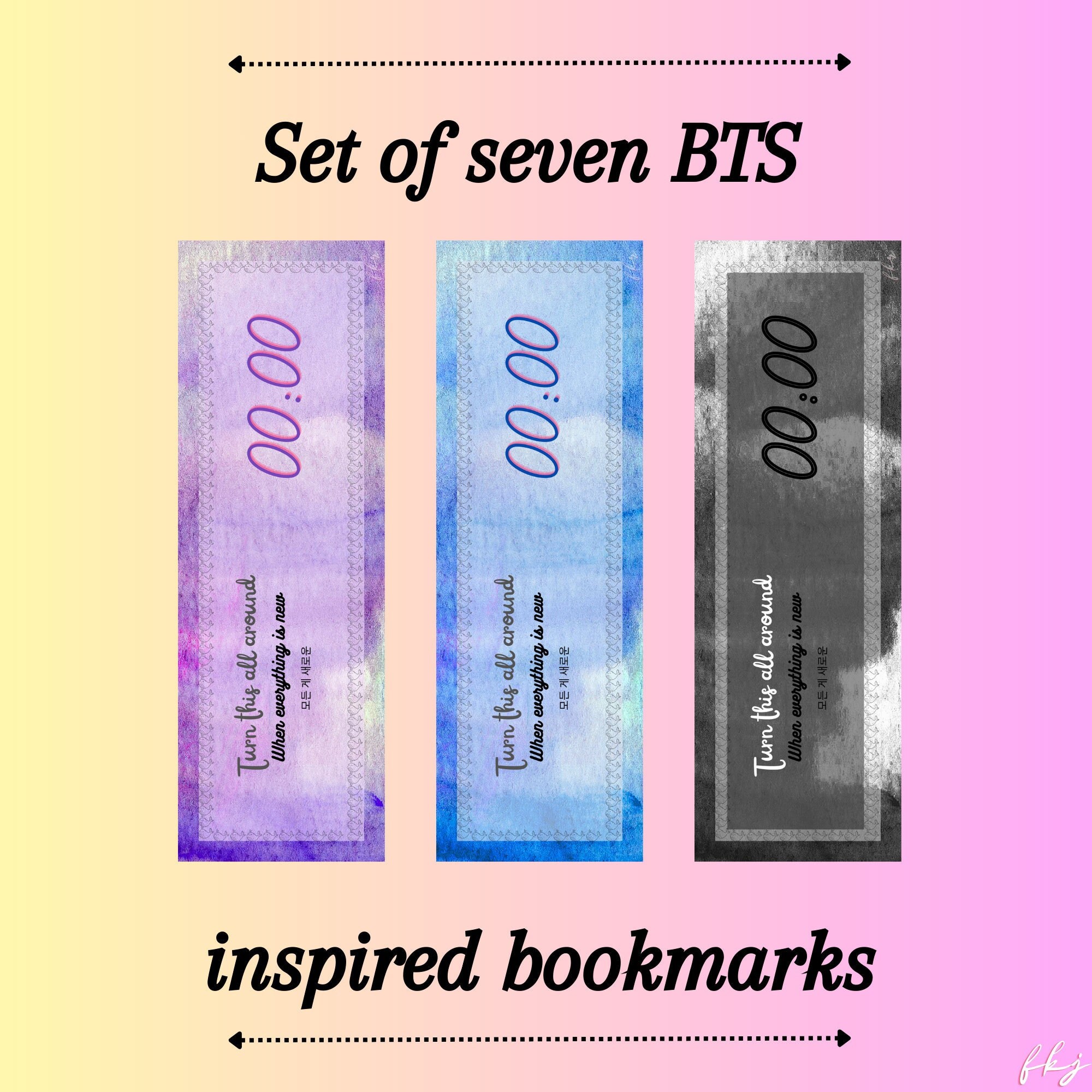 Set of 7 BTS Inspired Bookmarks BTS Bookmark Gift for ARMY Cute ...