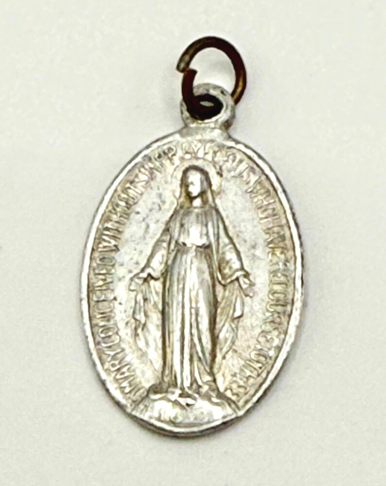 Vintage French Miraculous Medal Pendant – Virgin Mary Catholic ...