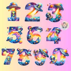Alphabet Clipart Alien UFO,36 PNG Watercolouralphabet Sublimation ...