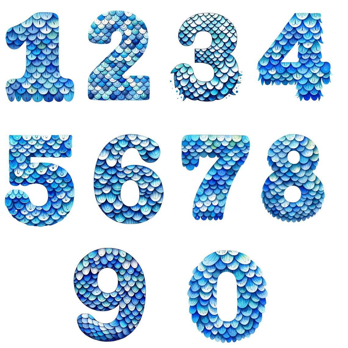 Alphabet Clipart Blue Fish Scales,36 PNG Watercolouralphabet ...