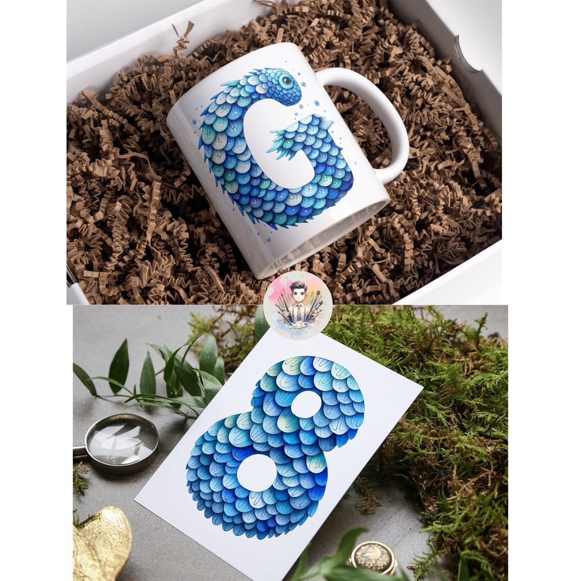 Alphabet Clipart Blue Fish Scales,36 PNG Watercolouralphabet ...