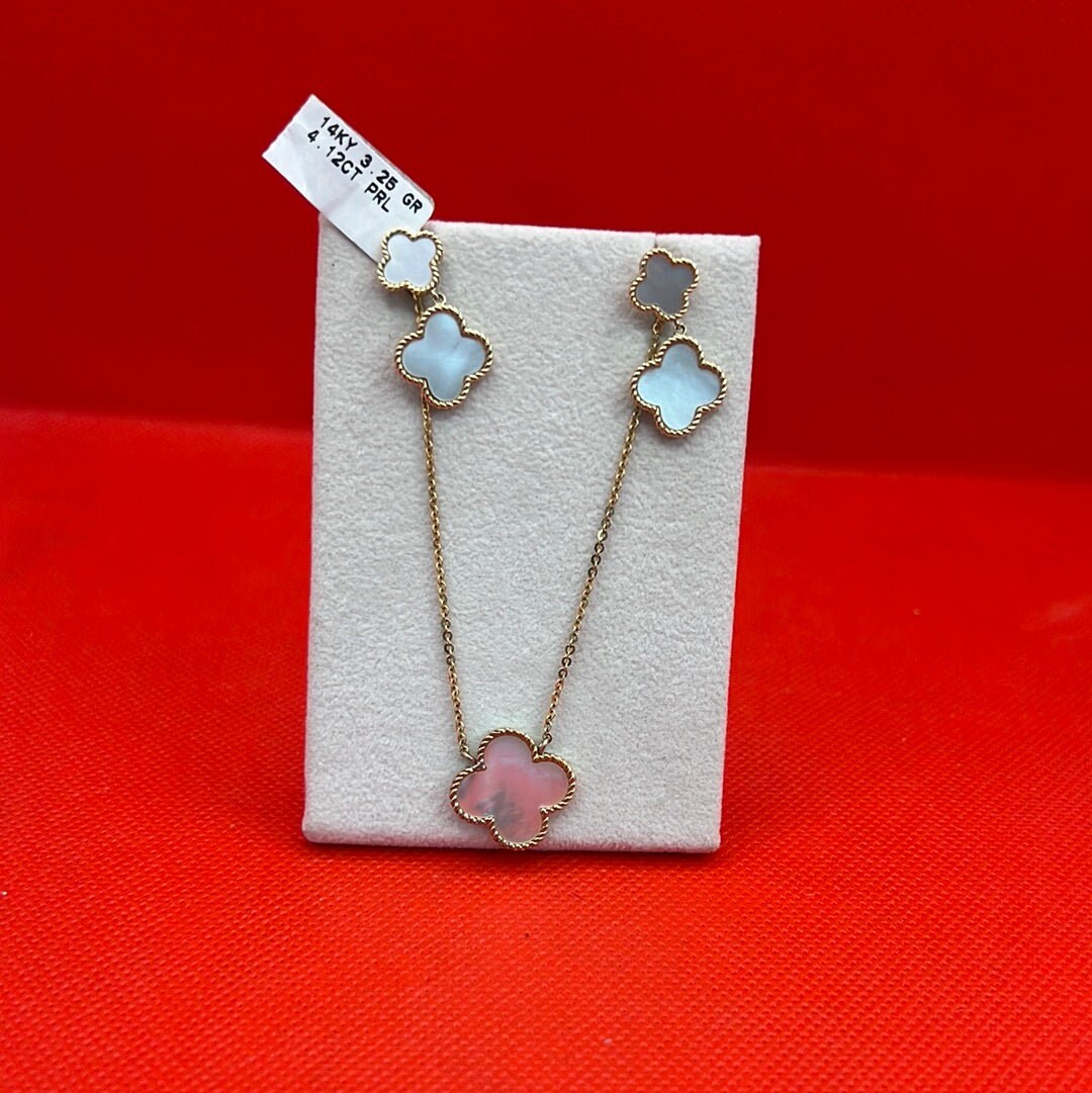 14K Yellow Gold Van Cleef and Arples Earring and Necklace Set Replica ...