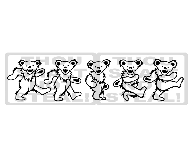 Grateful Dead Marching Bears Black and White + Color Vector - Ai Eps ...
