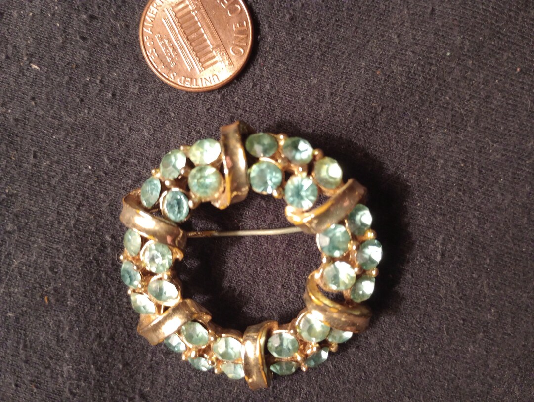 Circular Pin With Blue Stones - Etsy