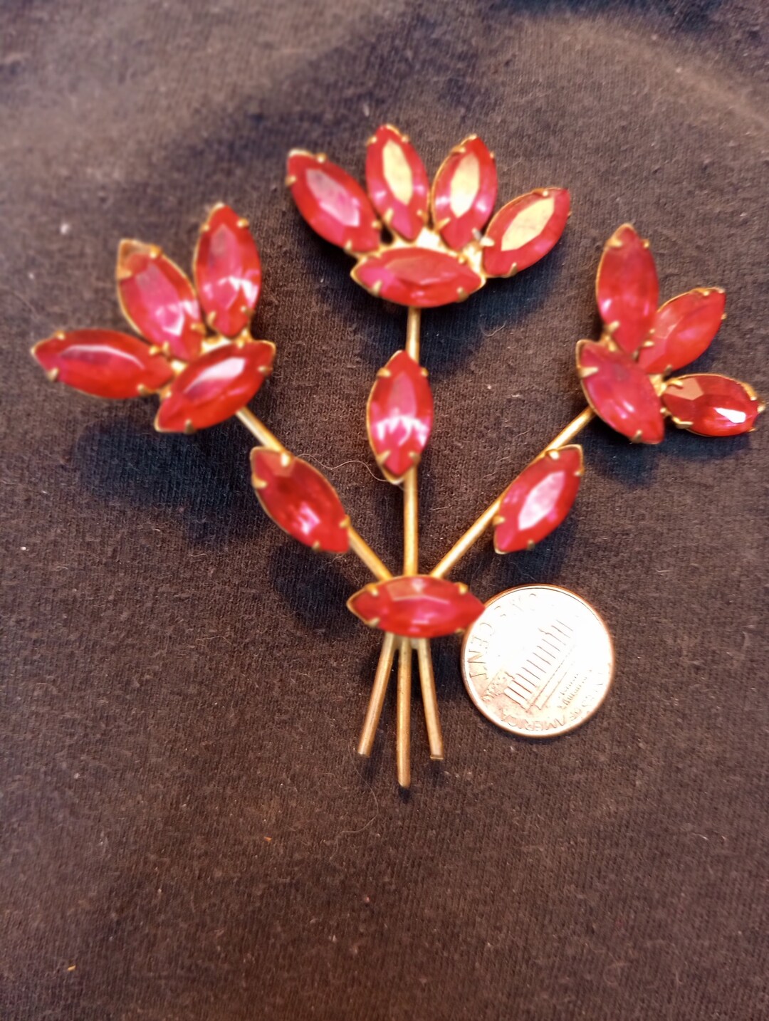 Red Floral Pin - Etsy