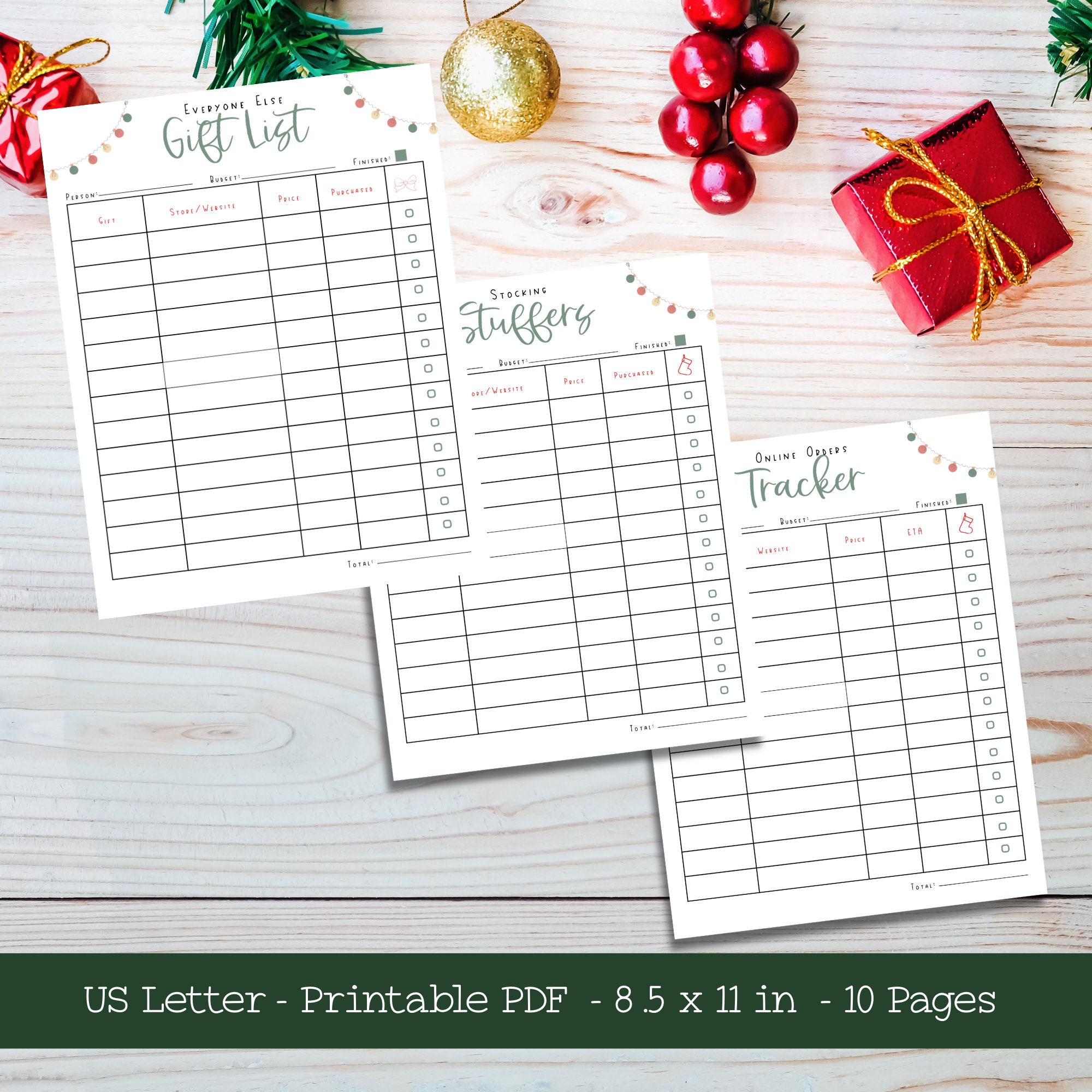 Christmas Gift List Printable, Gift Tracker, Christmas Gift Checklist ...