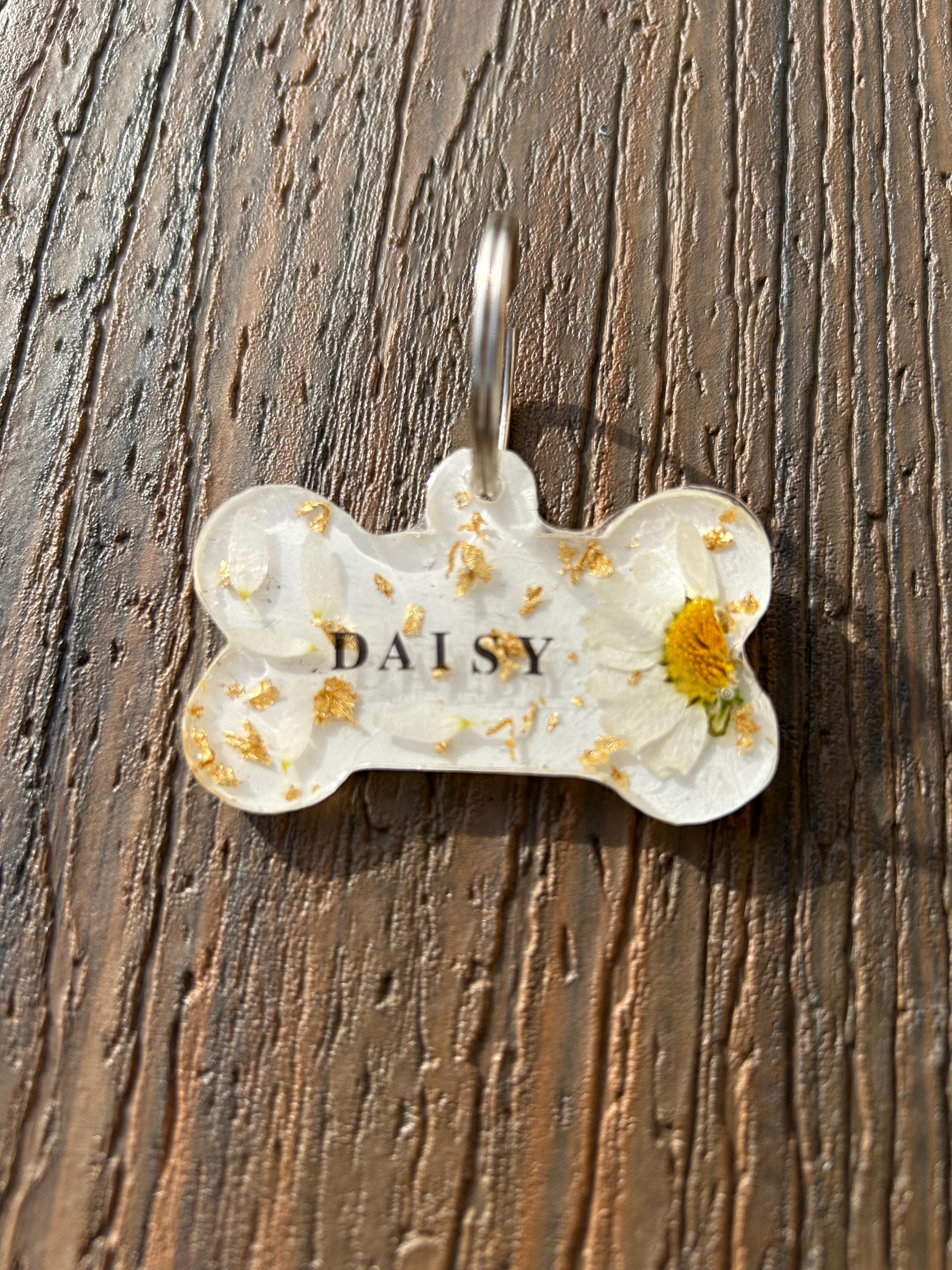 Personalized Resin Dog Tag With Custom Name Pet ID Tag With Flower ...