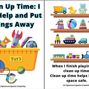 Kids Clean up Social Story: Visual Routine, Responsibility (printable ...