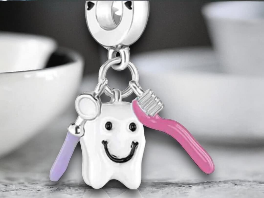 Brushing Teeth Dental Care Brush Tooth Dentist Stopper Spacer Charm 925 ...