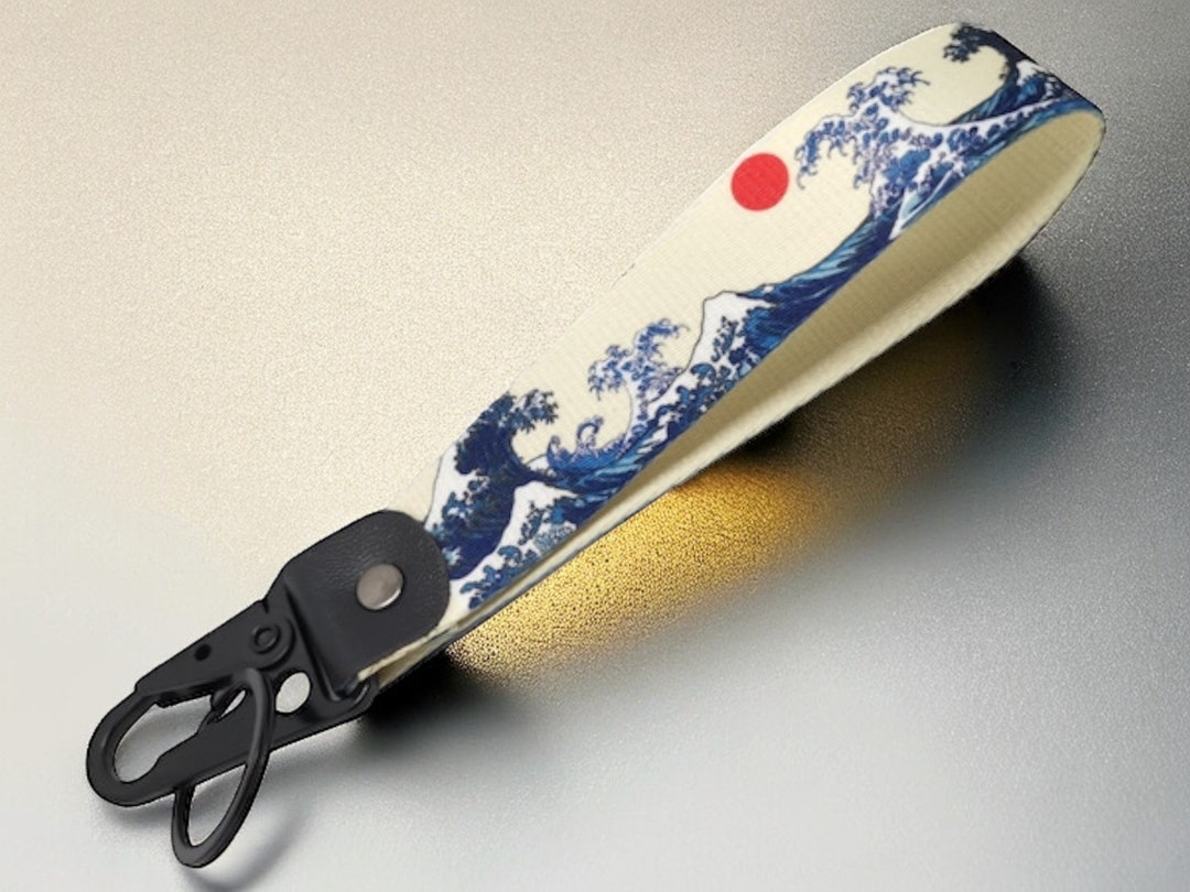 The Great Wave off Kanagawa Keychain Wakaba Lanyard Airride Cars Auto ...