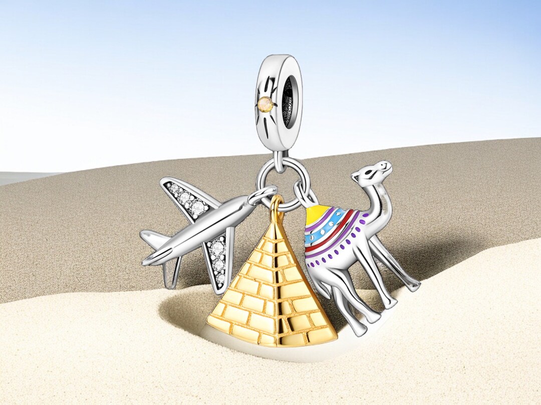 Egypt Travel Vacation Pyramid Airplane Pharaoh Animal Cairo Charm 925 ...