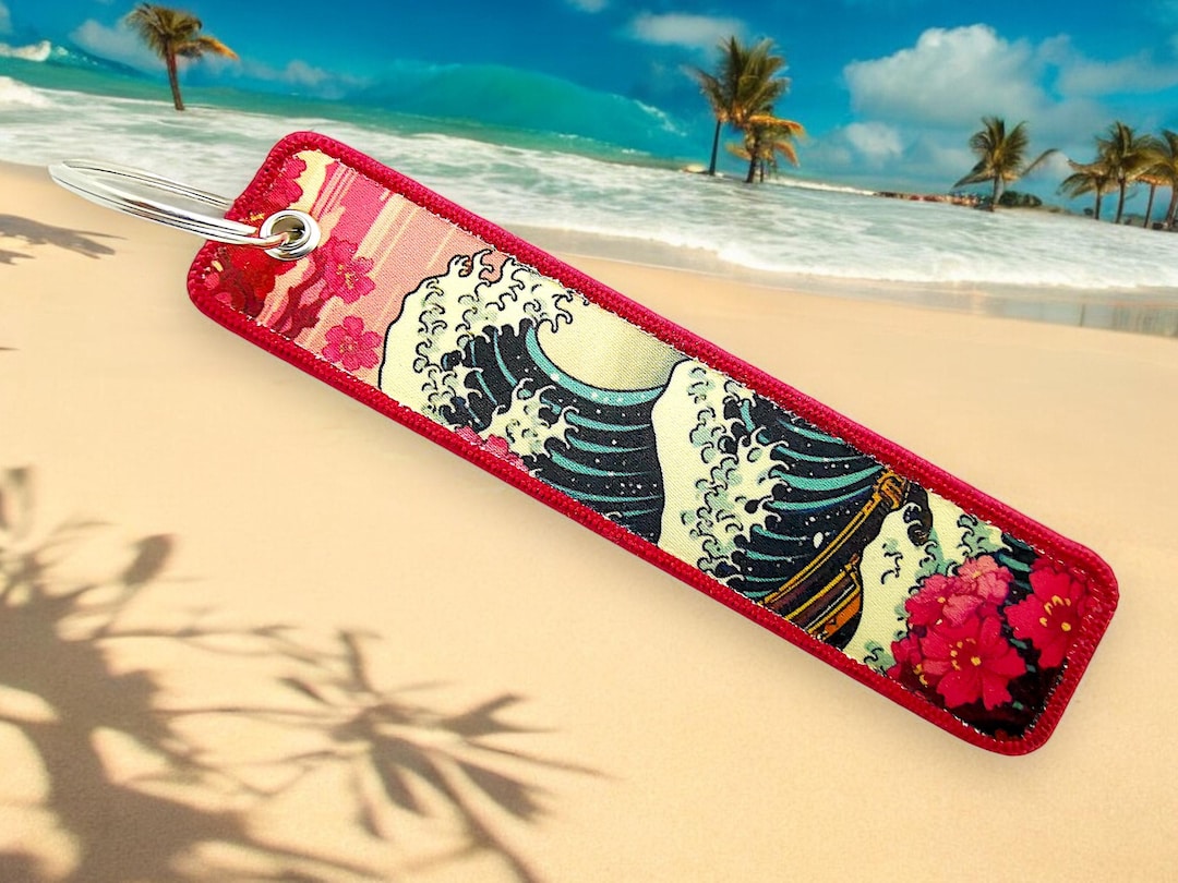 The Great Wave off Kanagawa Keychain Wakaba Lanyard Airride Cars Auto ...