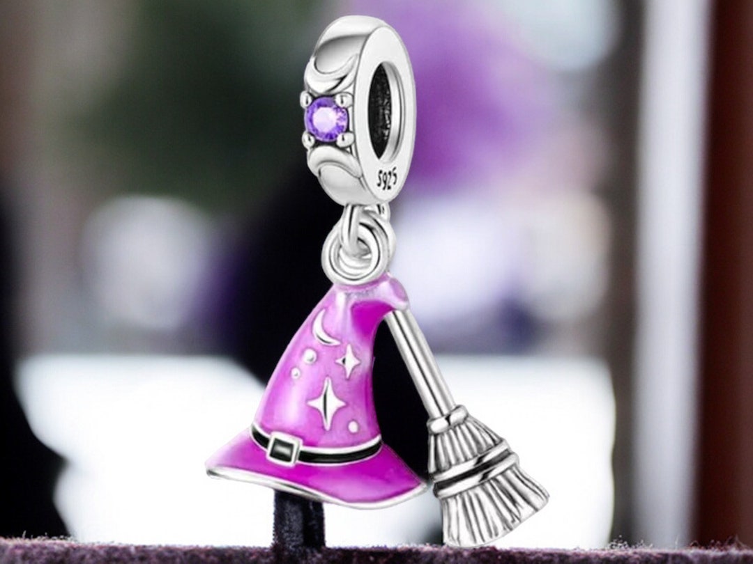 Witch Hat Witch Broom Sorceress Magic Spell 925 Silver Charm Bracelet Jewelry Pendant ...