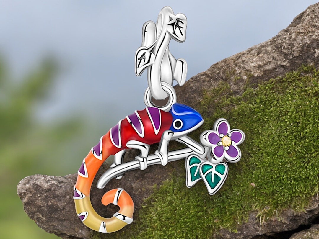 Dinosaur Gecko Lizard Iguana Chameleon Bearded Dragon 925 Silver Charm ...