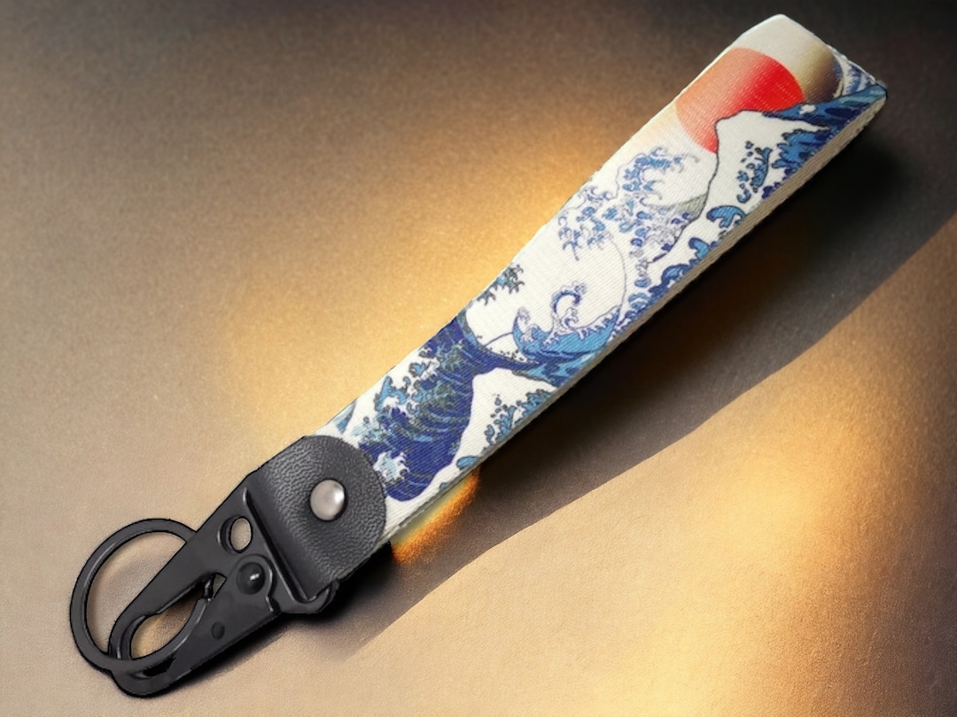 The Great Wave off Kanagawa Keychain Wakaba Lanyard Airride Cars Auto ...