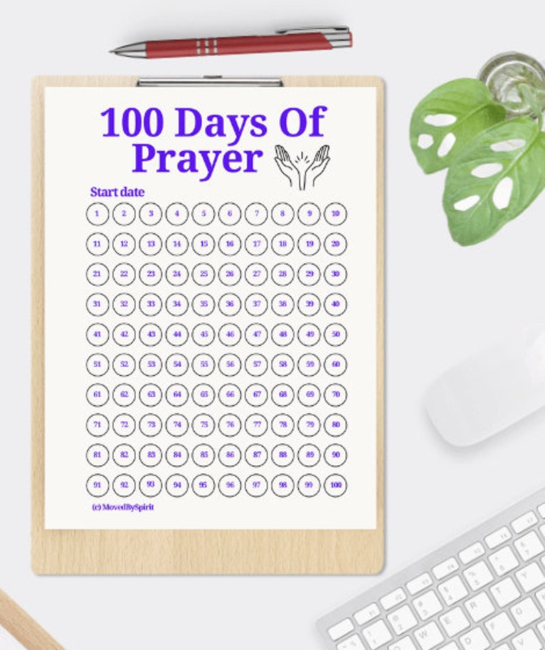 100 Day Prayer Challenge, Challenge Tracker, Make Prayer a Habit ...