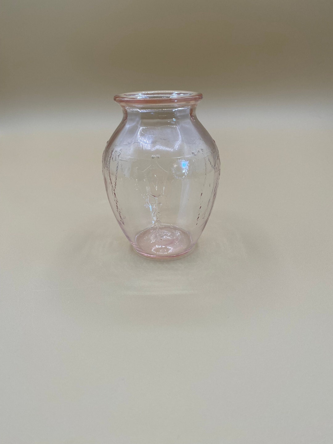 Small Pink Glass Vase With Cameo Pattern, 4 Tall - Etsy