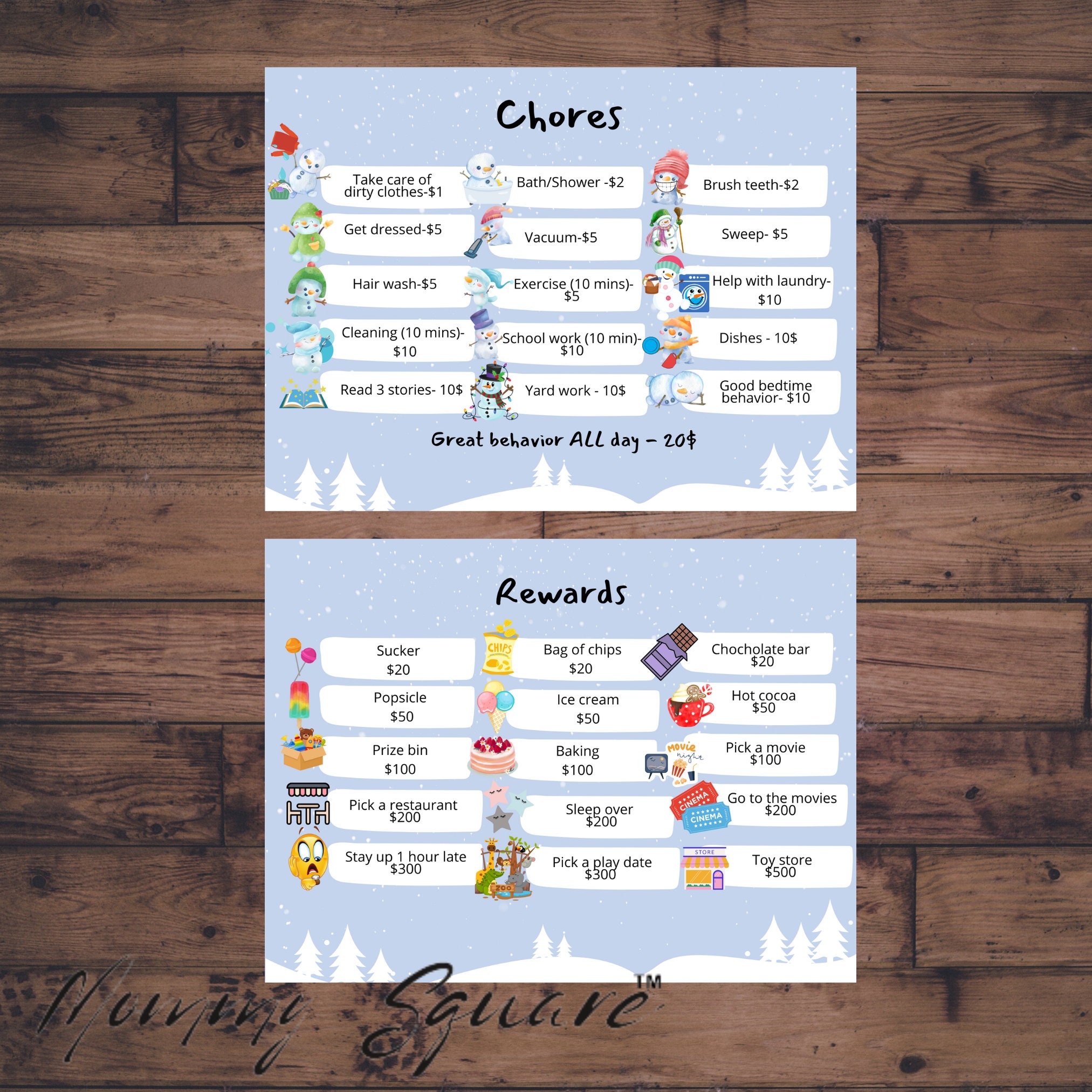 Printable Chore Chart + Reward Game |snowman Template | Printable ...