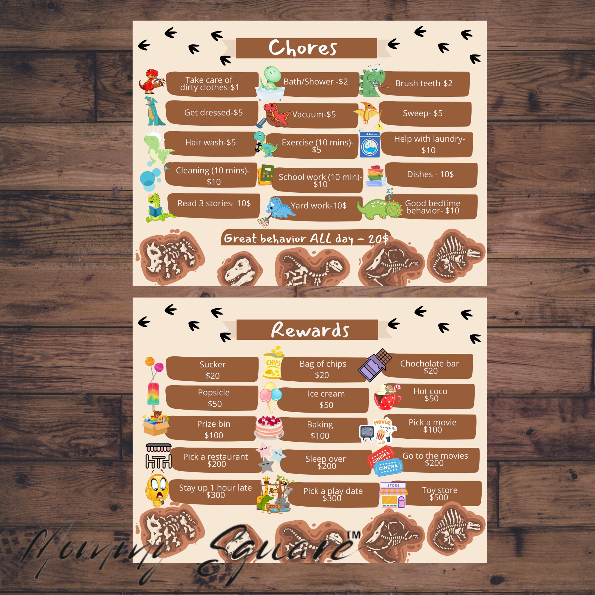 Custom-kids Chore Reward Chart Printable Reward System - Etsy