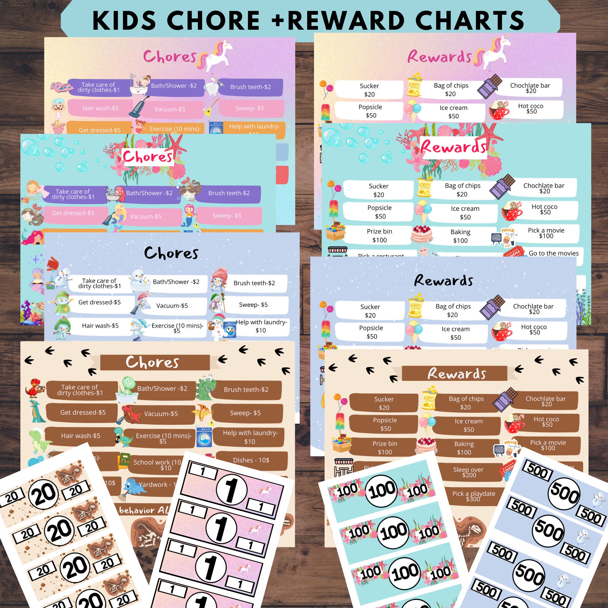 Custom-kids Chore Reward Chart Printable Reward System - Etsy