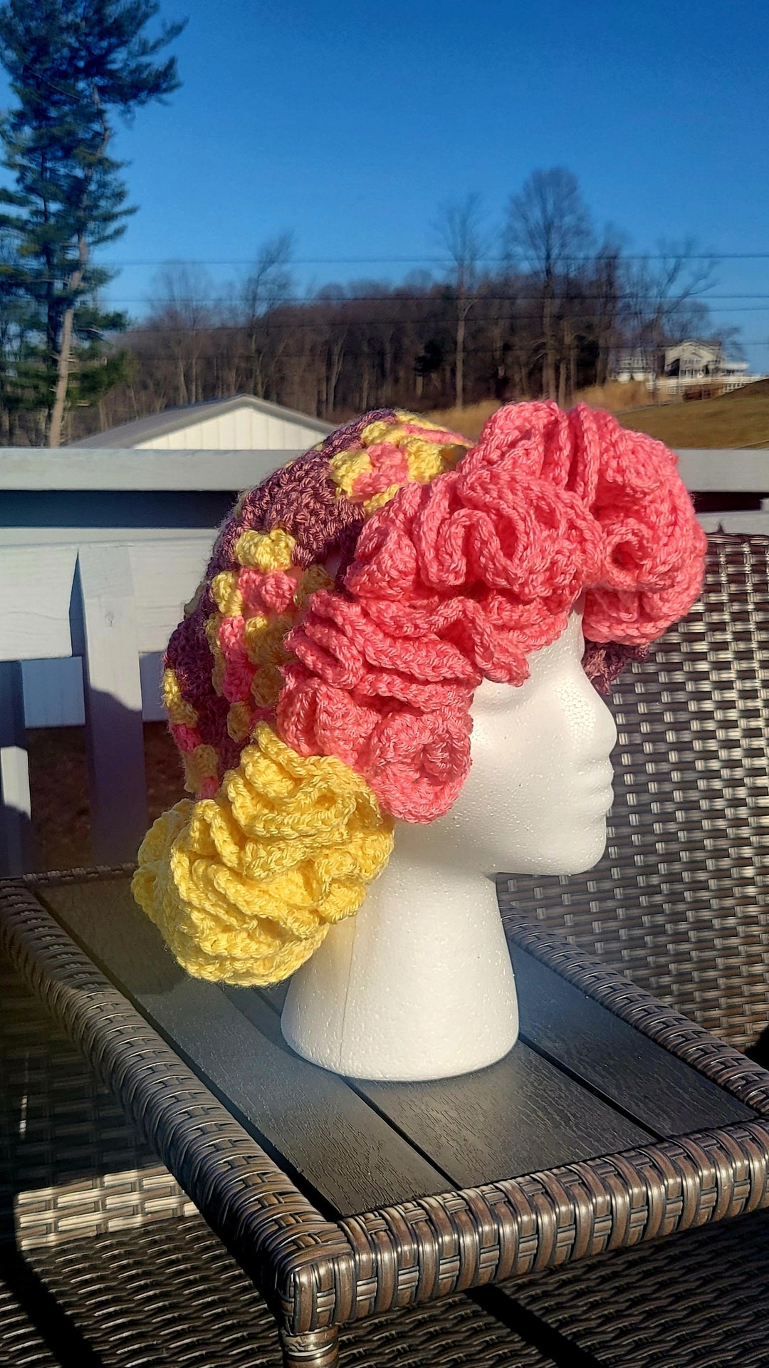 Granny Square Ruffle Hat - Etsy