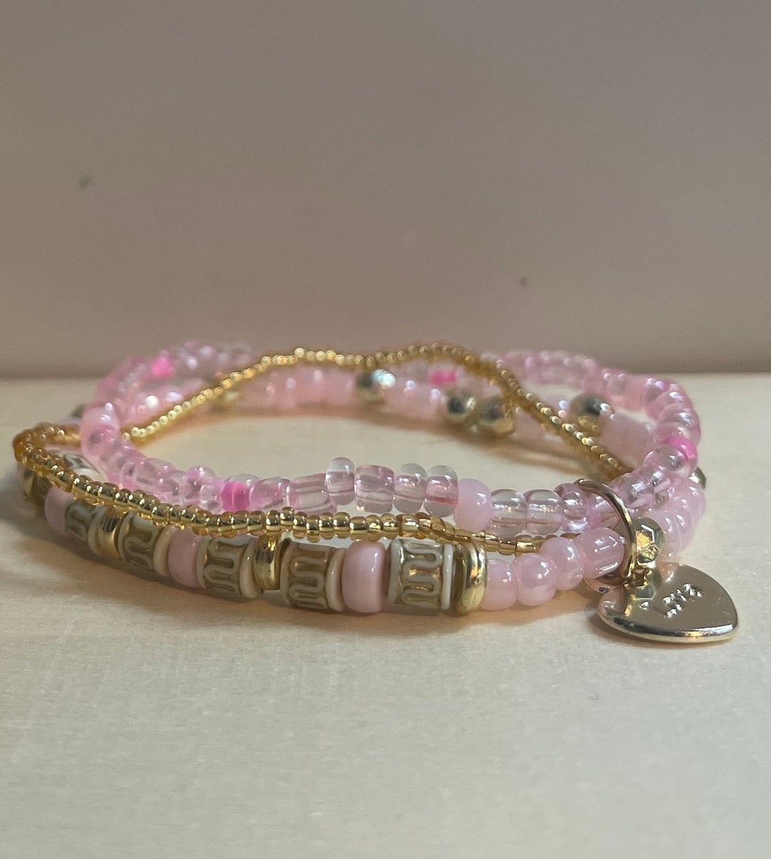 Crystal Beaded Bracelets 3 Pc W/accents Spacers & Charms. - Etsy