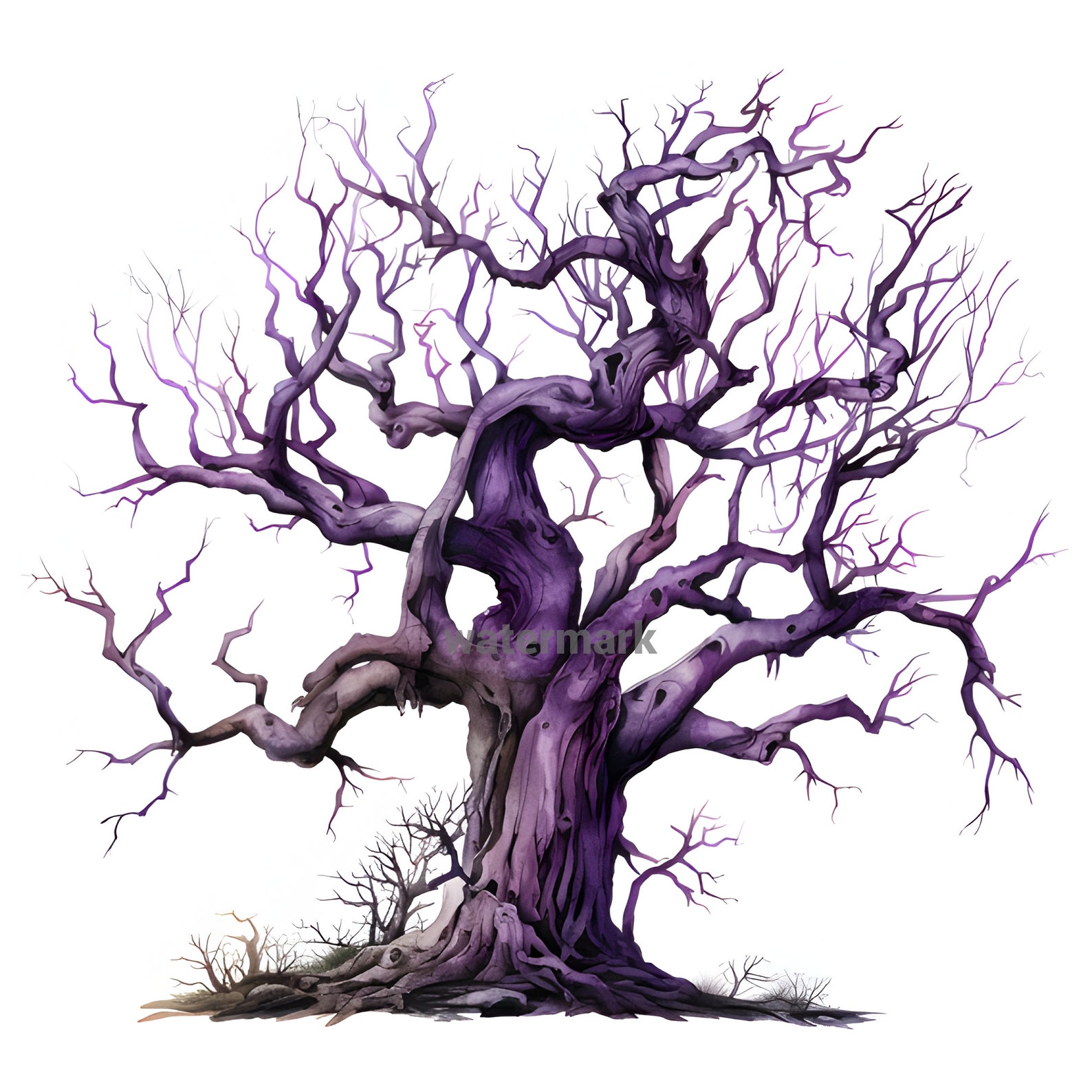 Creepy Trees Clipart, Haunted Tree Clipart, Spooky Trees, Halloween Art ...