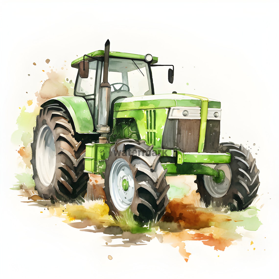 Old Tractor Watercolor Clipart, Tractor Clip Art, Farm Clipart, for ...