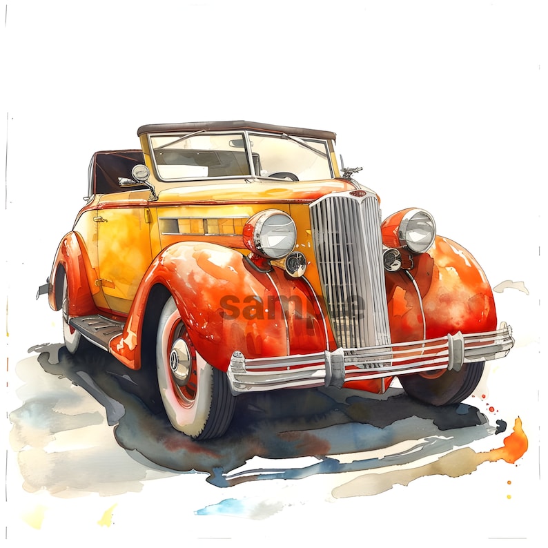 1930s Cars Clipart, 1930s Cars Watercolor Images, for Paper Crafts ...