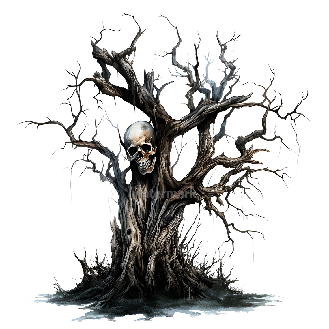 Creepy Trees Clipart, Haunted Tree Clipart, Spooky Trees, Halloween Art ...