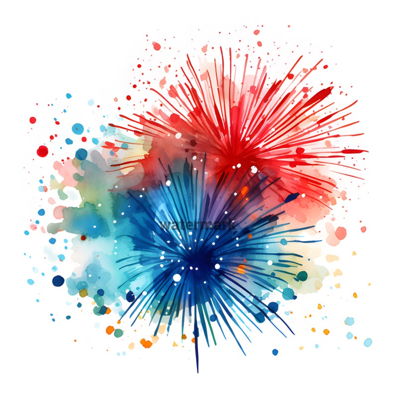 Graffiti Fireworks Clipart, Watercolor Clipart, Firework Clipart, for ...