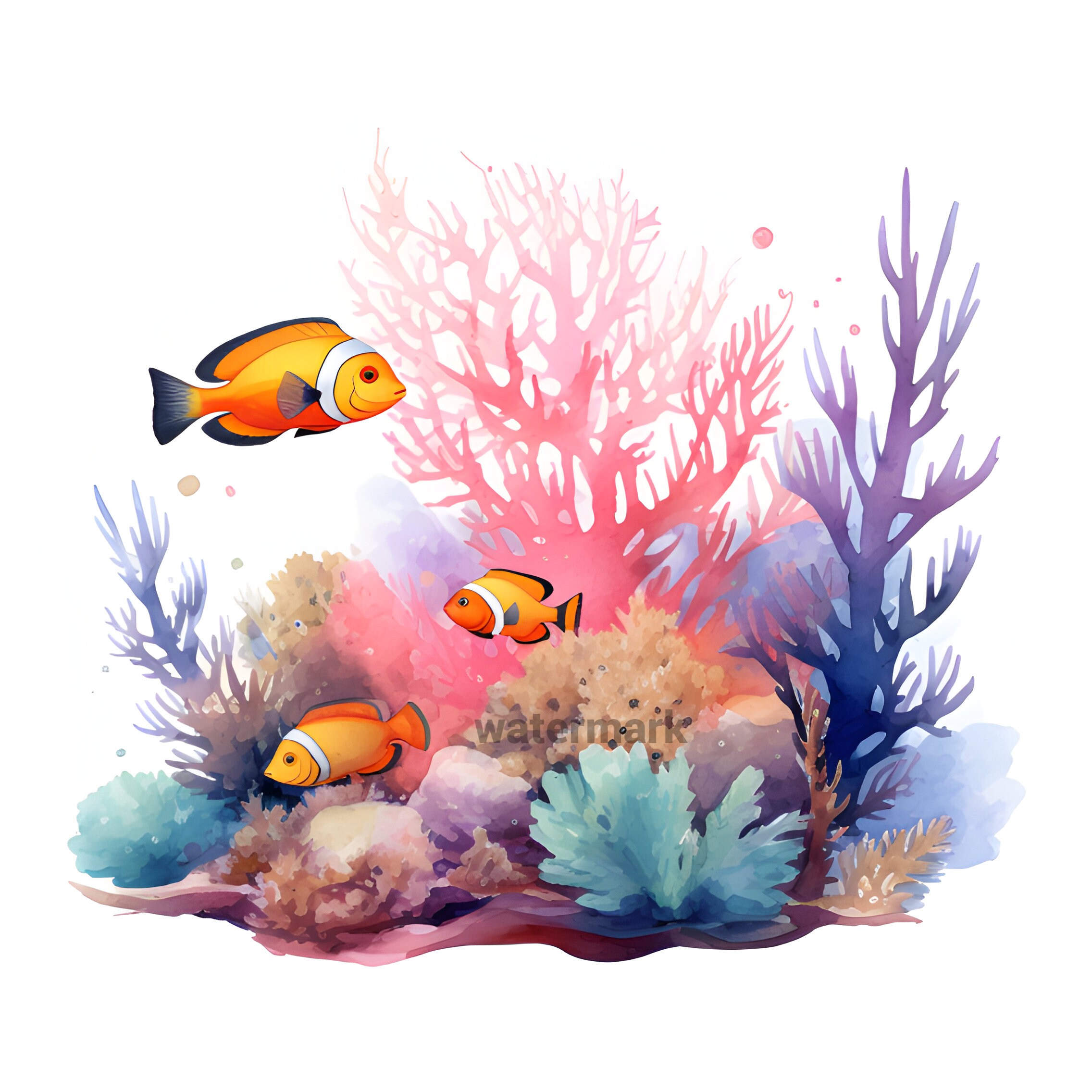 Coral Watercolor Clipart, Ocean Clipart, Sea Clipart, Great for Paper ...