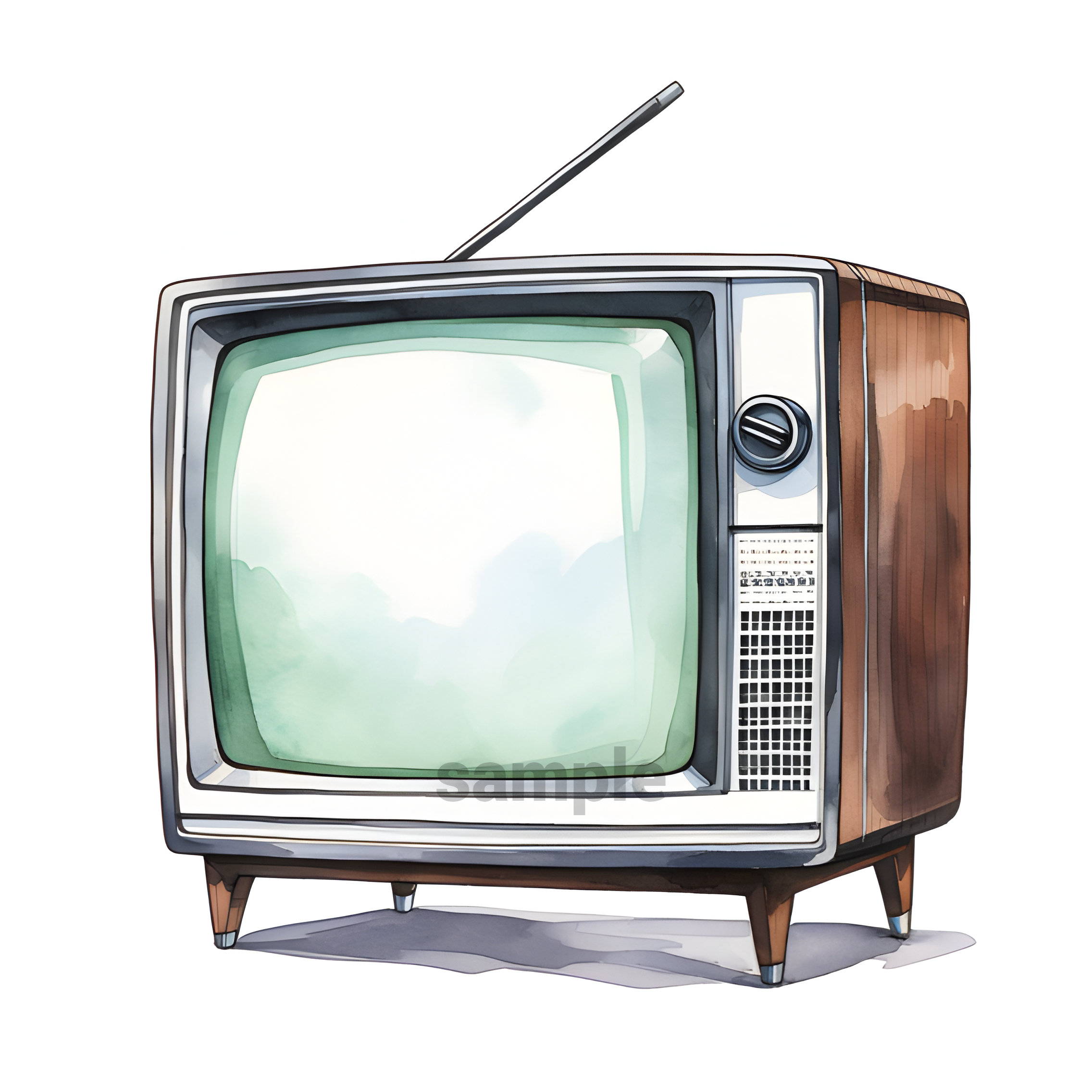 Old TV Clipart, Vintage Television Sets, Antique TV, Watercolor Clipart ...