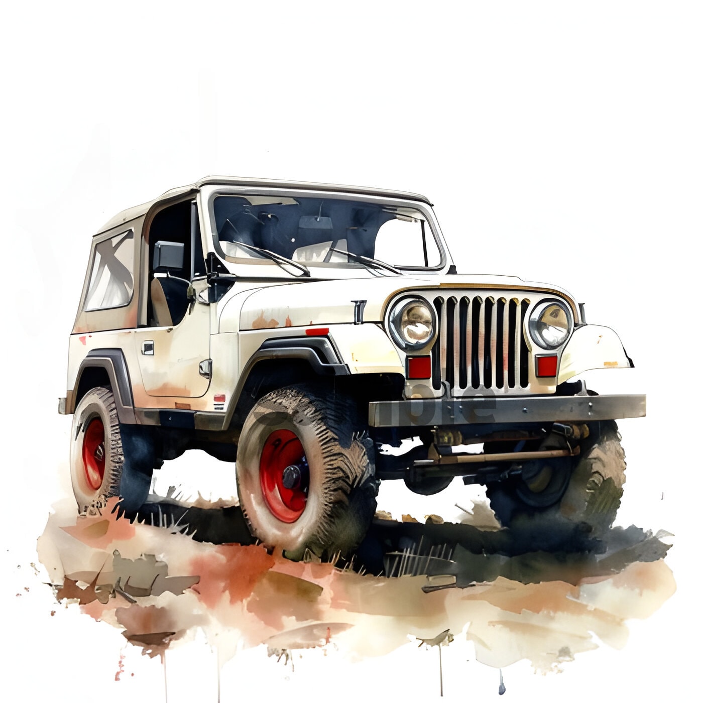 Classic Jeep Clipart, Watercolor Jeeps, Jeep CJ5 CJ7 Renegade Wrangler ...