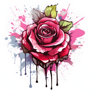 Graffiti Rose Clipart, Watercolor Clipart, Floral Clipart, for Paper ...