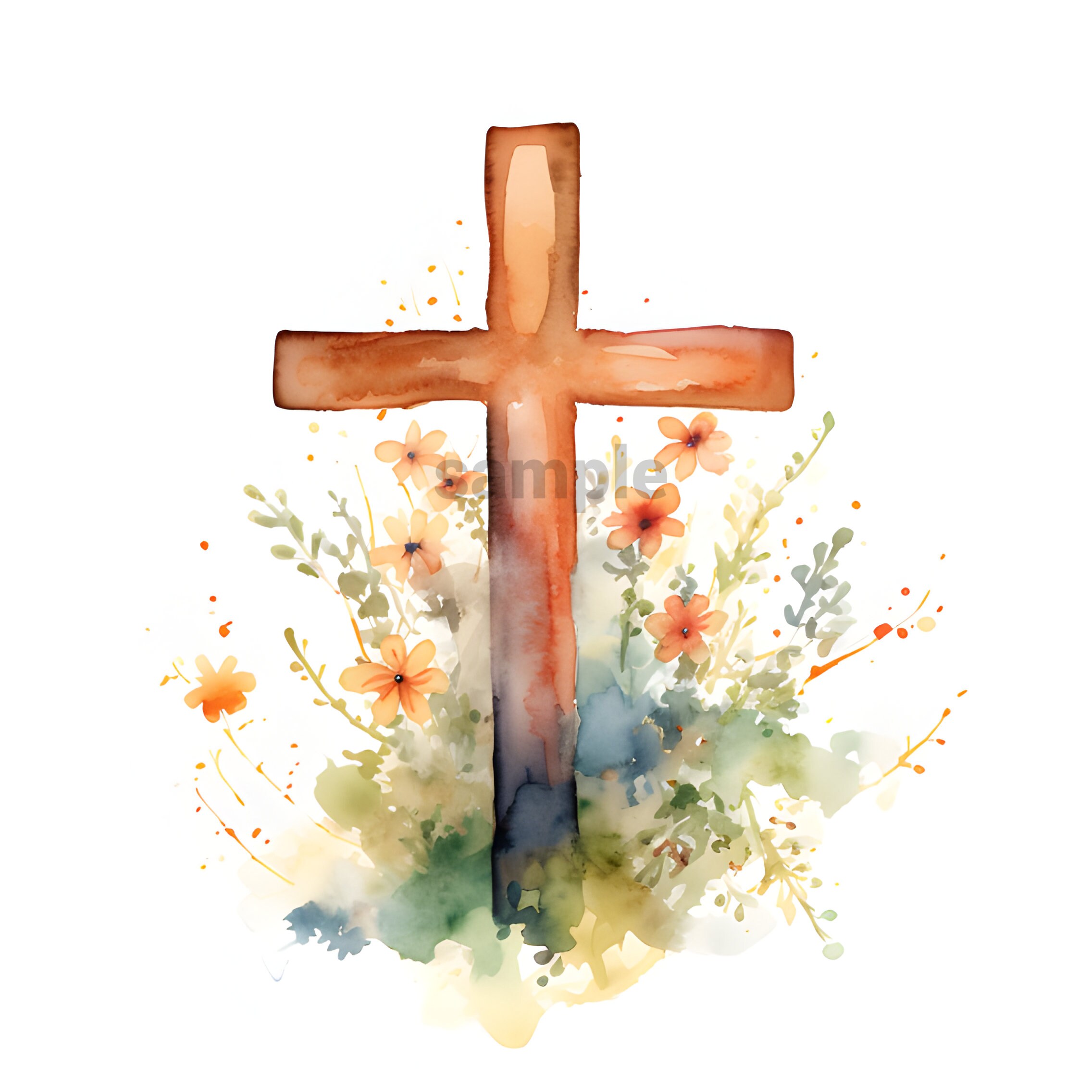 Rustic Wooden Cross Clipart, Watercolor Wooden Cross, Rustic Cross ...