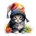 Kittens With Hats Watercolor Clipart, Kitten Clipart, Great for Paper ...