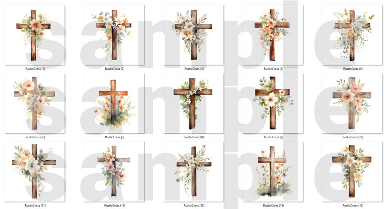 Rustic Wooden Cross Clipart, Watercolor Wooden Cross, Rustic Cross ...