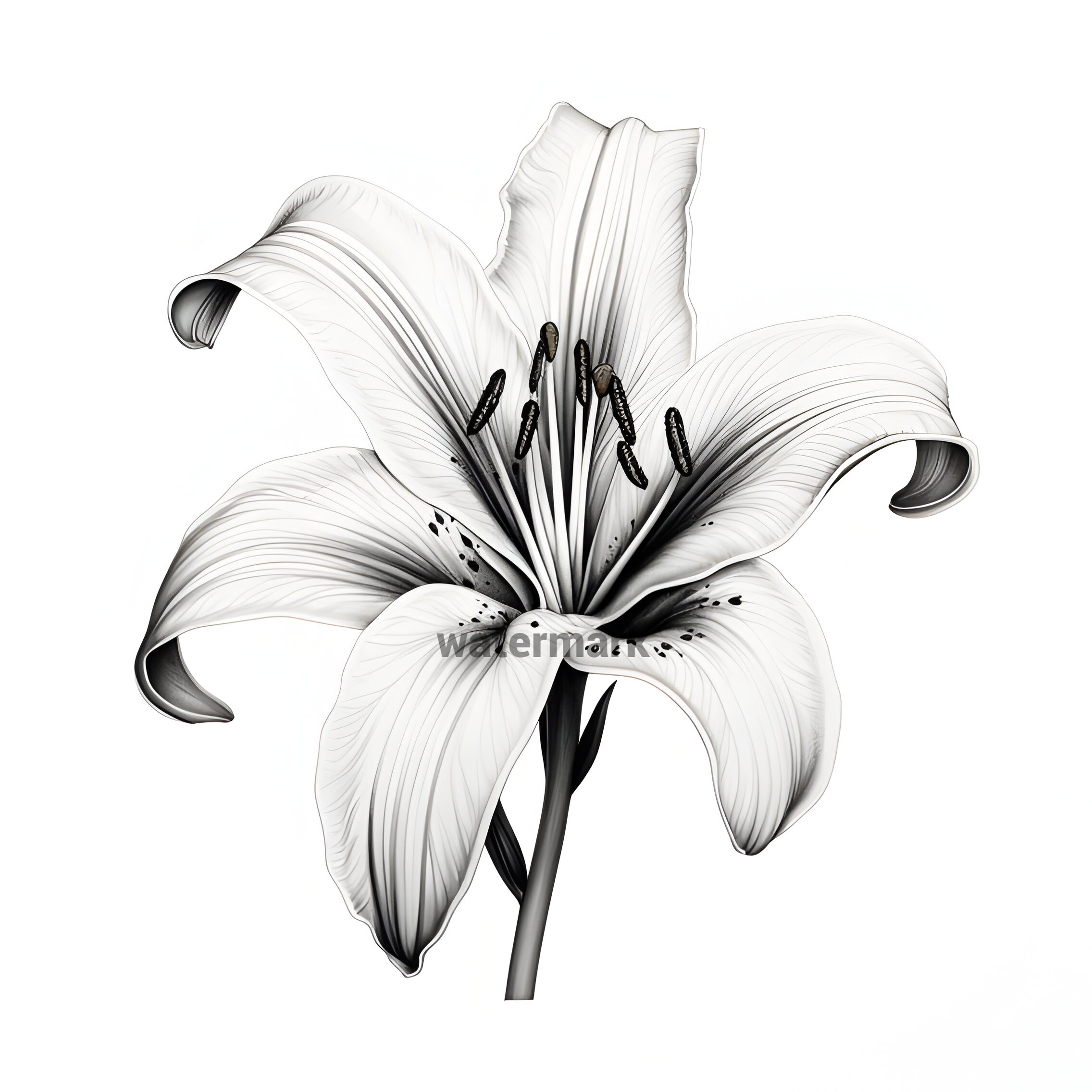 Floral Illustration Clipart, Black & White Floral Clip Art, Paper ...