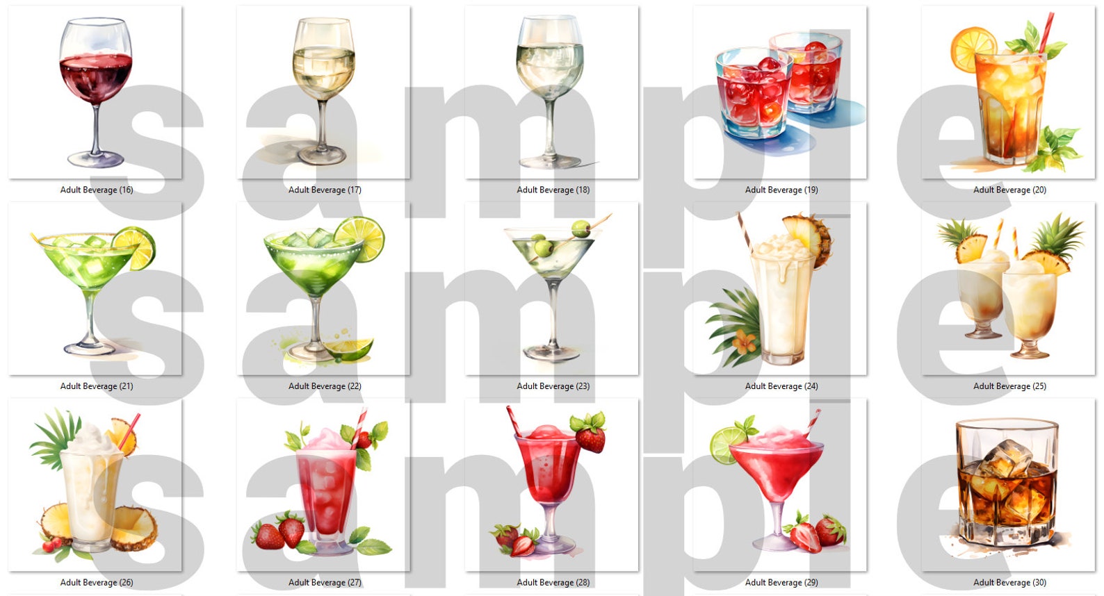 Adult Beverage Clipart, Alcohol Clipart, Beer Wine Watercolor, Paper ...