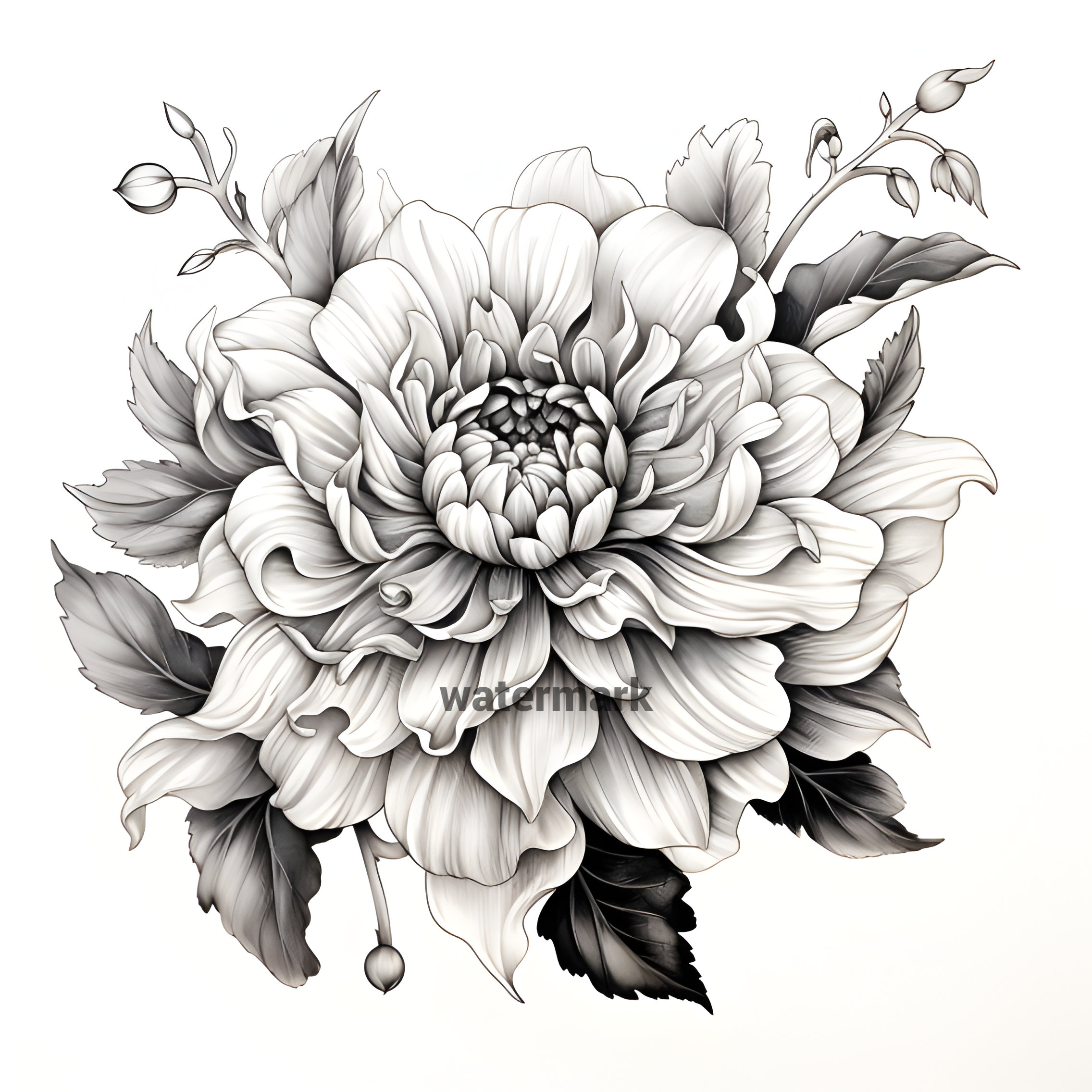 Floral Illustration Clipart, Black & White Floral Clip Art, Paper ...