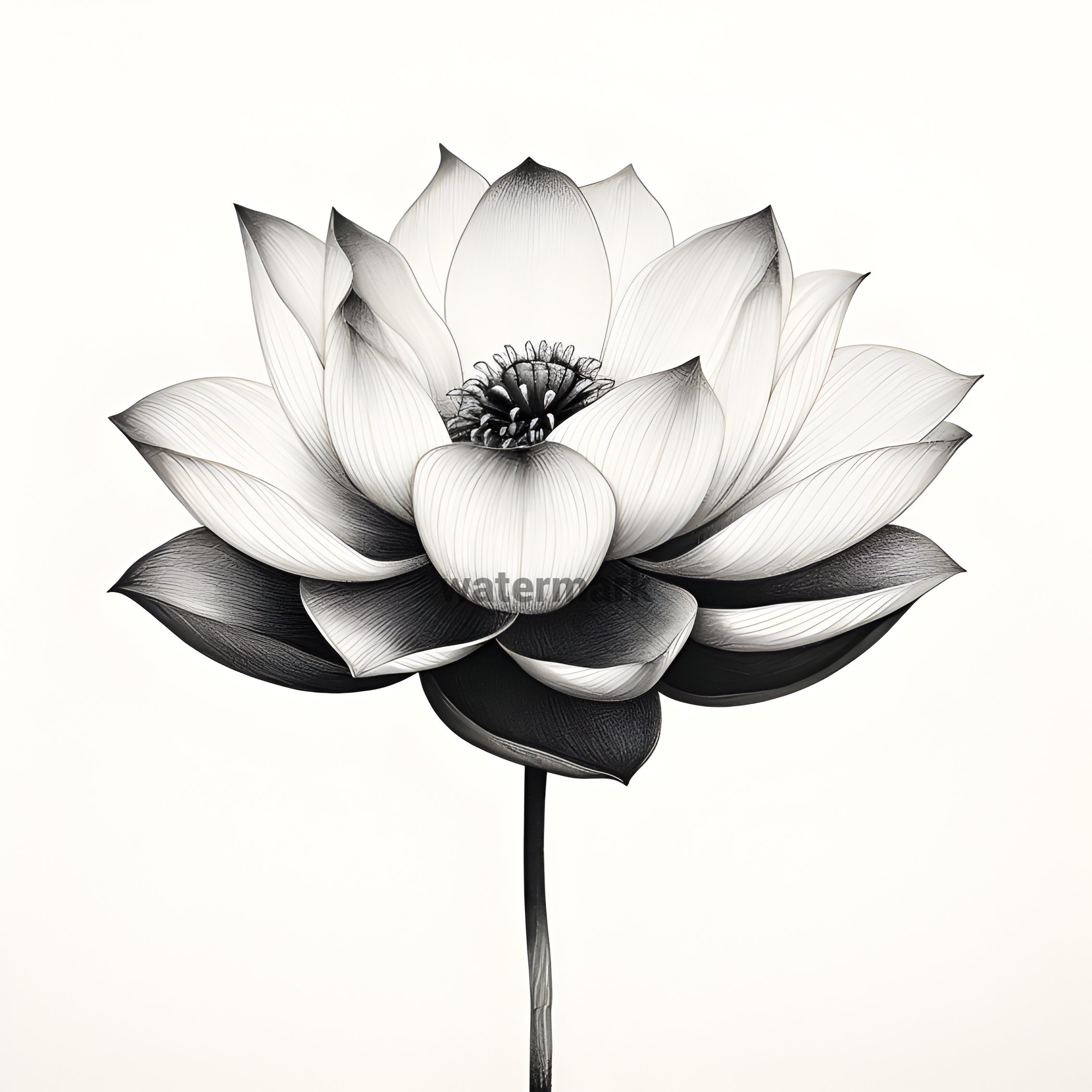 Floral Illustration Clipart, Black & White Floral Clip Art, Paper ...