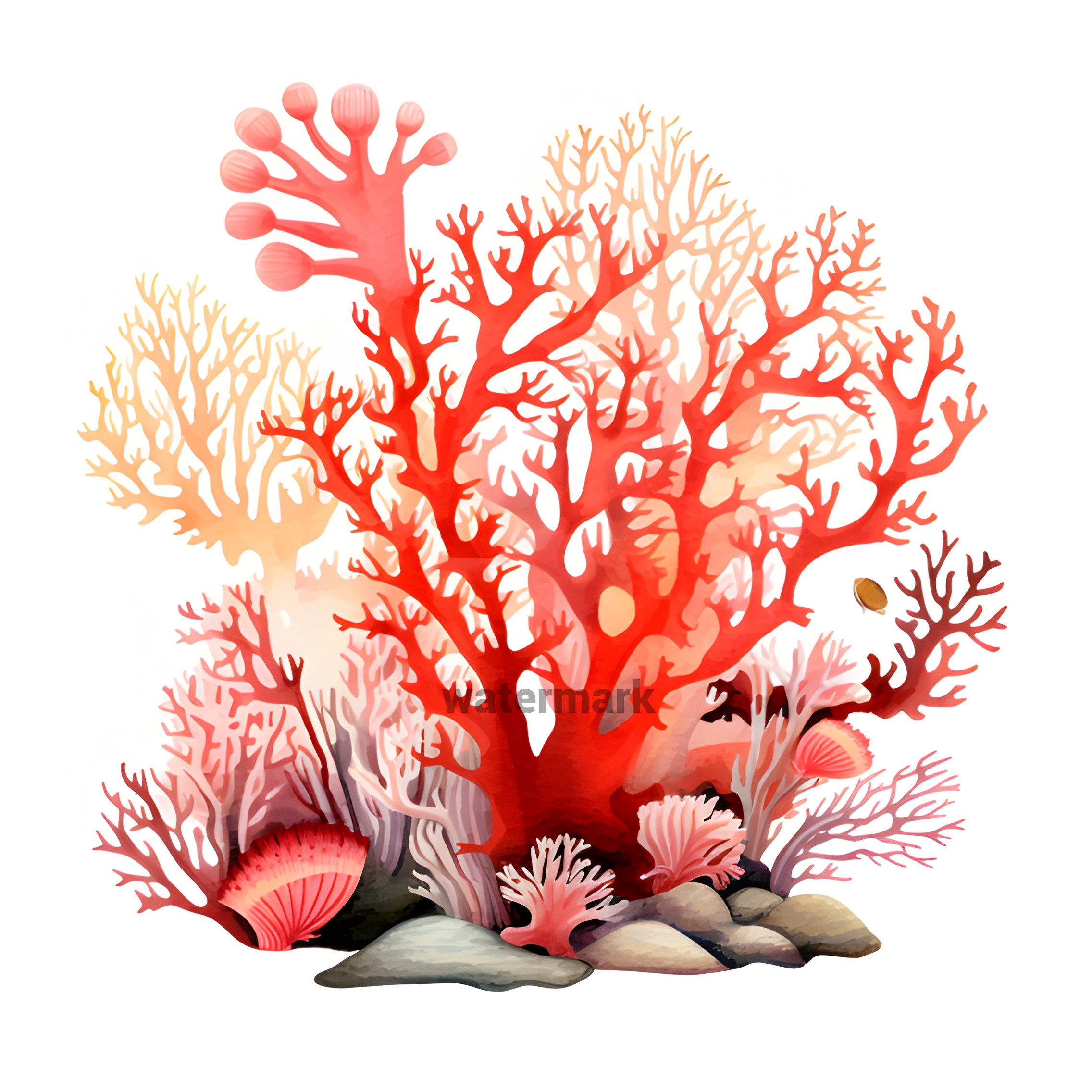 Coral Watercolor Clipart, Ocean Clipart, Sea Clipart, Great for Paper ...