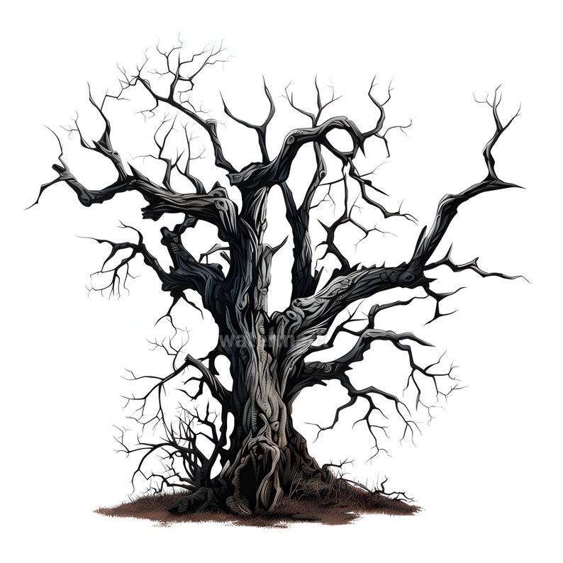 Creepy Trees Clipart, Haunted Tree Clipart, Spooky Trees, Halloween Art ...